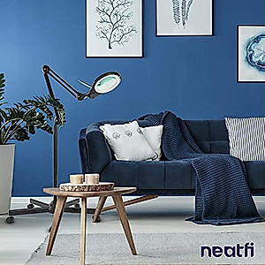 (New Model) Neatfi Bifocals 1,200 Lumens Super LED Magnifying Floor Lamp with Adjustable Arm and 5 Wheels Rolling Base, Dual 5/20 Diopter, Dimmable, 5 Inches Diameter Lens (Black)