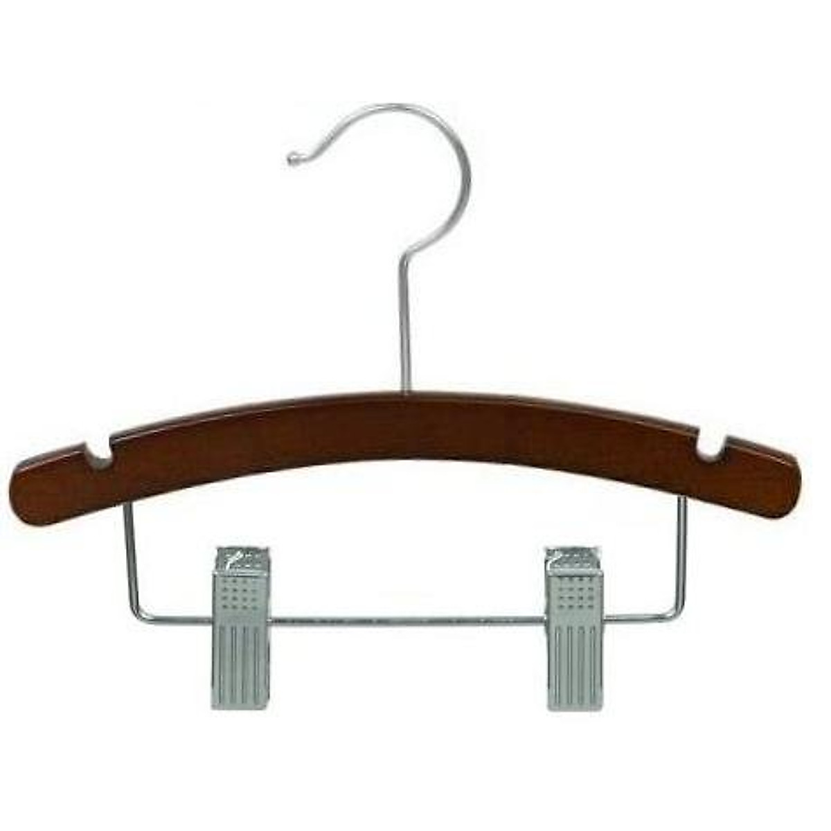 Only Hangers 10" Walnut & Chrome Baby/Infant Combination Hanger (Pack of 25)