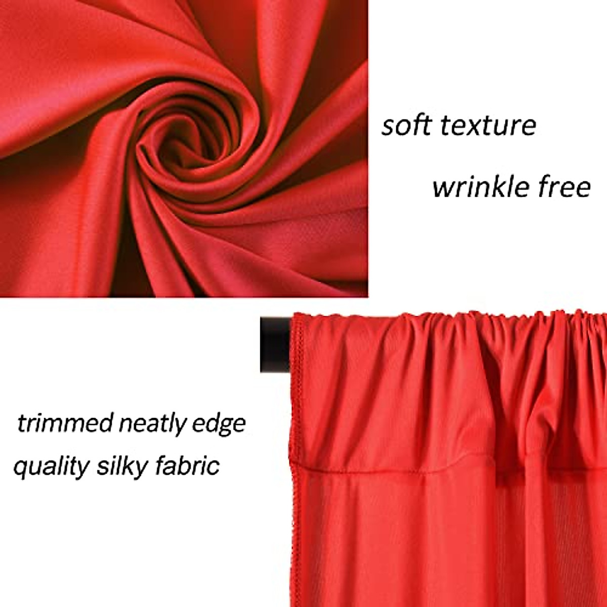 10x10 Red Backdrop Curtain for Parties Wedding Wrinkle Free Red Photo Curtains Backdrop Drapes Fabric Decoration for Birthday Party Baby Shower Christmas 5ft x 10ft,2 Panels