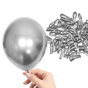 Metallic Chrom Silver Party Balloons 50 PCS 5 Inches Latex Balloons for Birthday arty (Sliver)