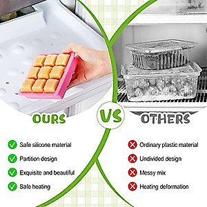 6 Pcs Silicone Baby Food Storage Containers Baby Food Freezer Tray with Lids Silicone Baby Food Freezer Storage Tray Breast Milk Freezer Tray Baby Food Freezer Containers for Baby Food, Fruit Purees