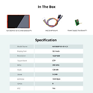 Nextion 10.1″ Intelligent Series HMI Display NX1060P101-011C-I Capacitive LCD-TFT Touch Screen 1024 * 600, Widely Used in Vehicle HMI, 3D Printer, Support Video Audio Animation Play Functions.