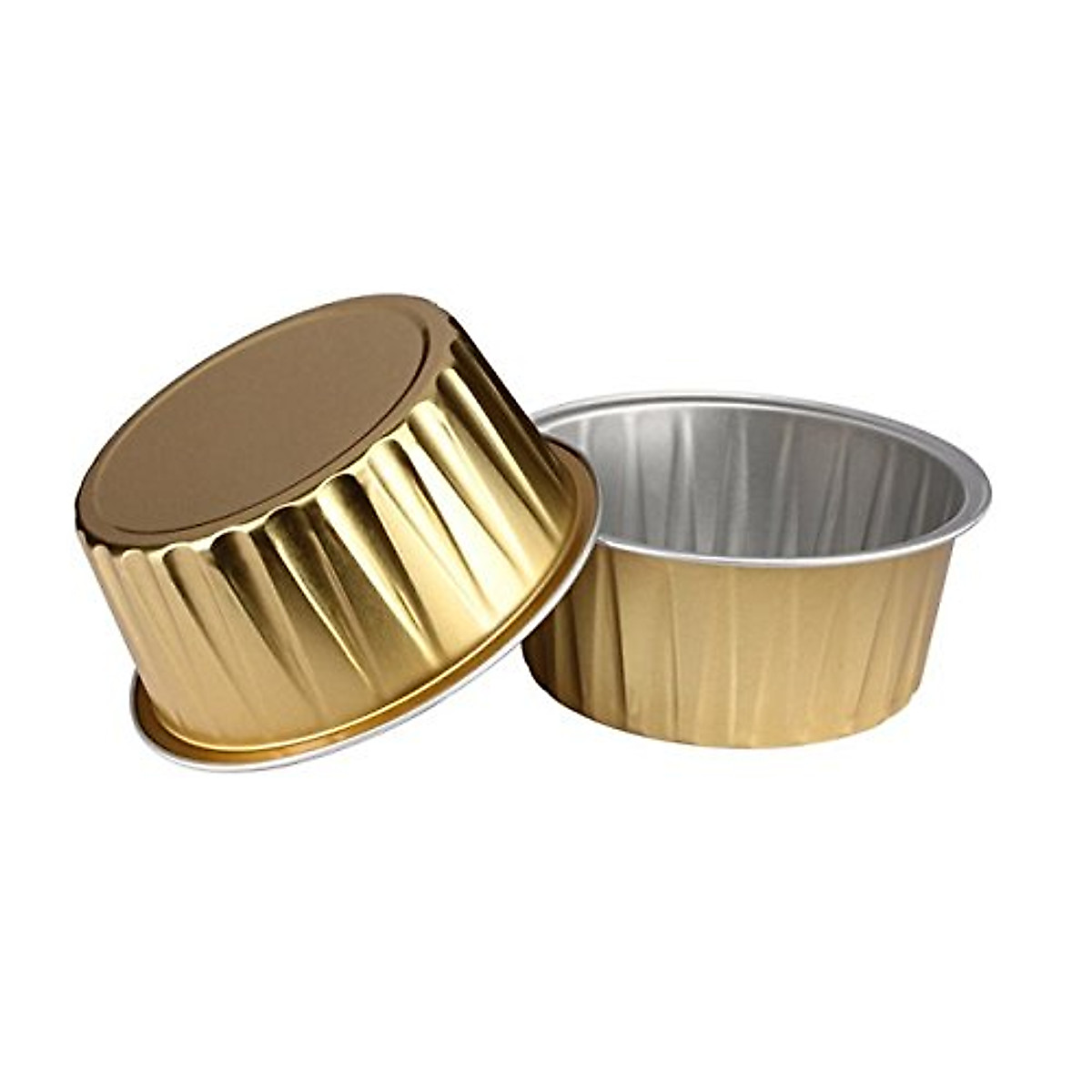 KEISEN 3 2/5" 4oz 120ml 100/PK Disposable Aluminum Foil Cups for Muffin Cupcake Baking Bake Utility Ramekin Cup gold