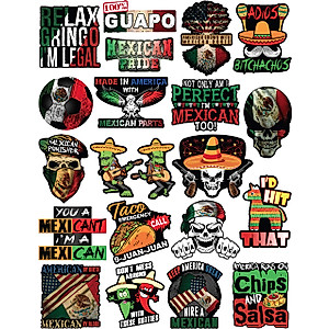 Mexican Stickers - Calcomanías Mexicanas – 100% Vinyl Stickers for Adults - Funny Decals for Hardhat, Construction, Laptop, Water Bottle or Lunchbox. Pegatinas cascos. Calcomanias para Autos