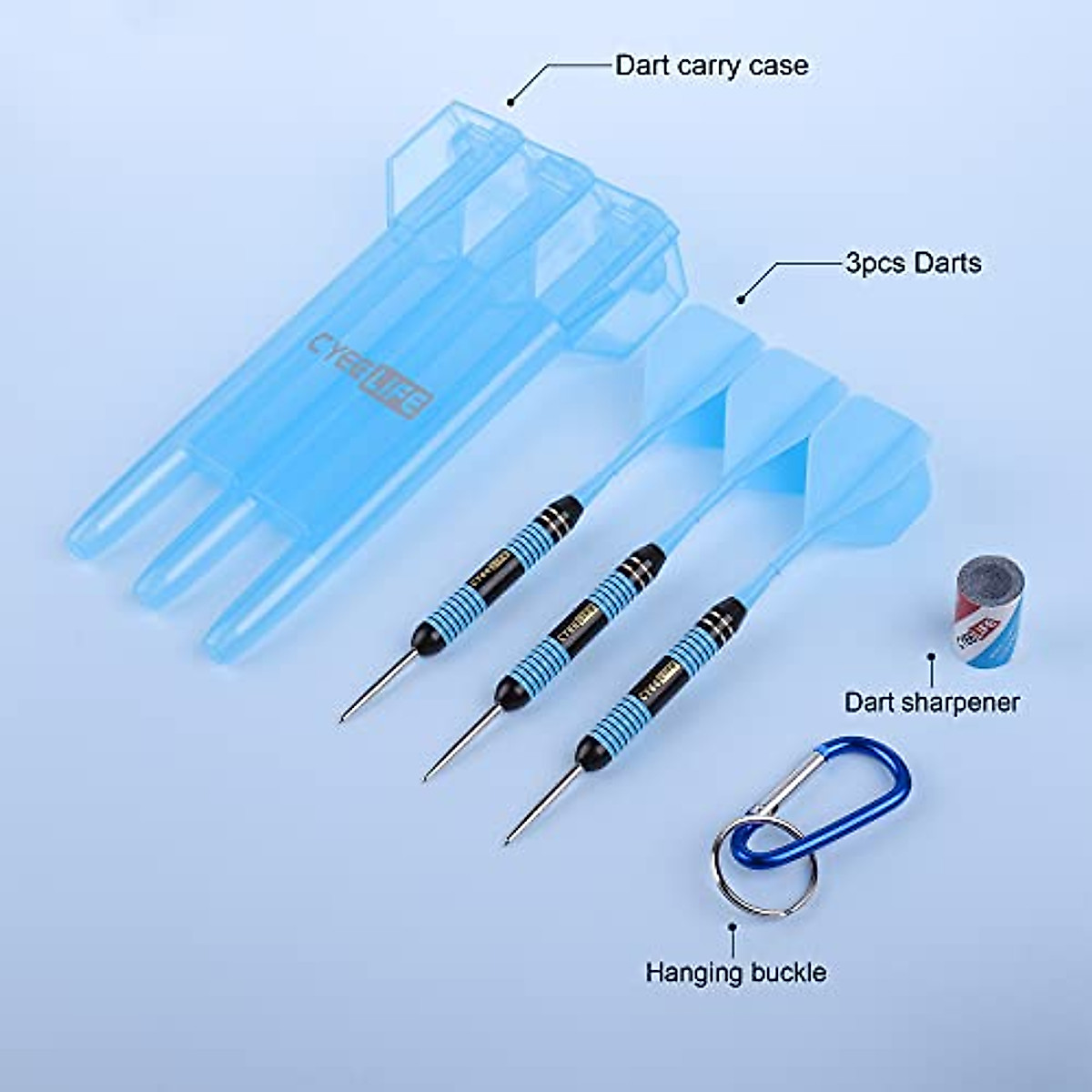 CyeeLife Steel tip Darts 24g with Carrying case Blue