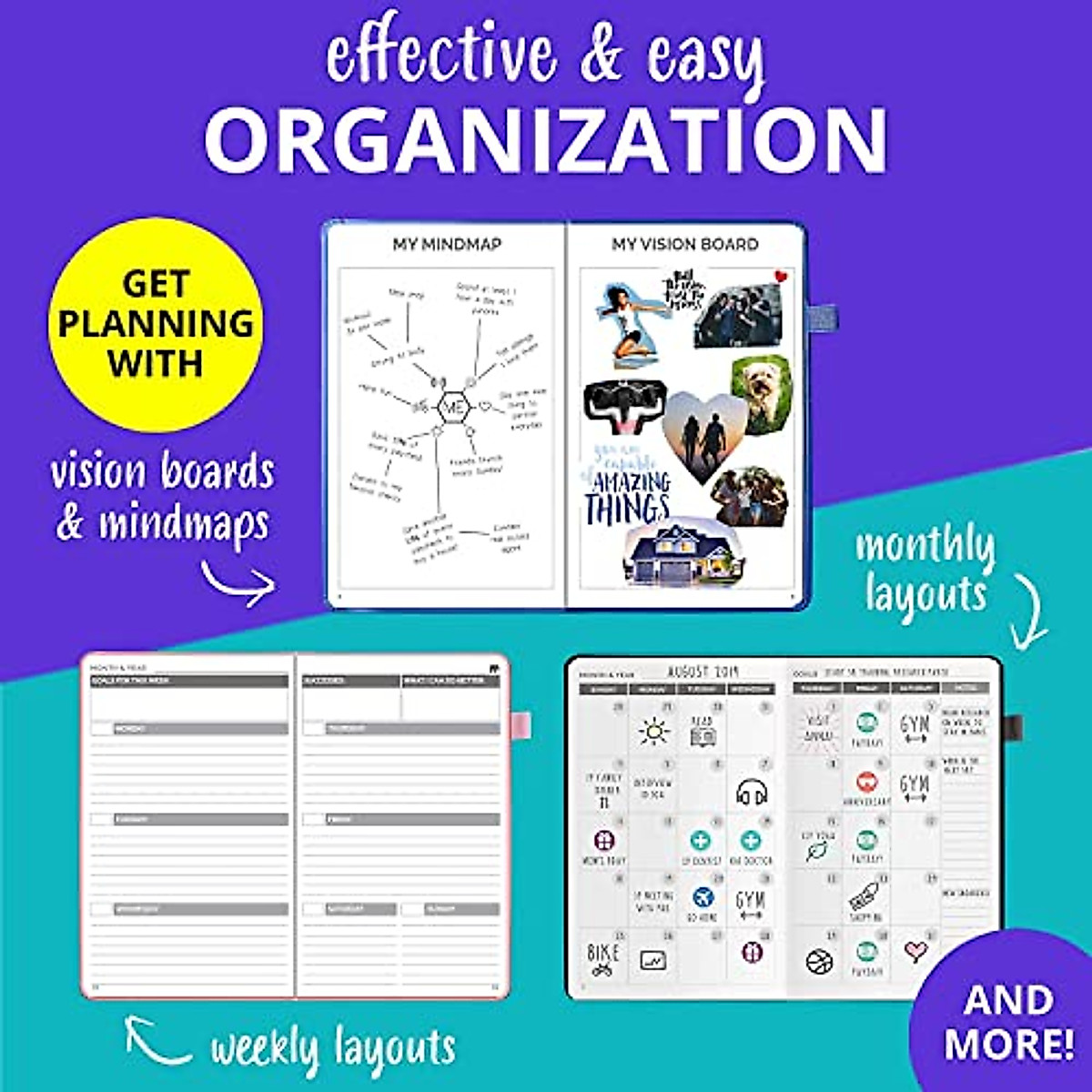 Papercode Daily Planner 2023 - Simple Elephant Undated Daily, Weekly, and Monthly Calendar Planner for Productivity & Goal Setting, Lilac