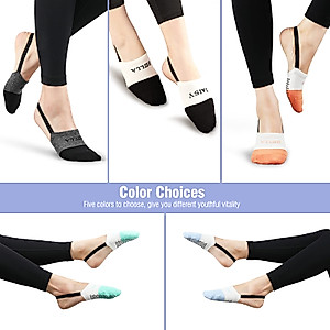 igozen nanosase Slingback Yoga Socks, Pilates Fitness Half Socks, Non-Slip Breathable Daisy and Bella Footwear for Women. (Medium, 4 Pairs - Black White)