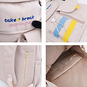 UIVXXUD Waterproof Nylon Backpack with Cute Design | Fits 14-Inch Laptop | Multiple Compartments | Lightweight | Bonus Dog Pendant (Black)