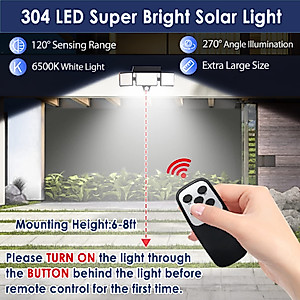 HAARAY Motion Sensor Outdoor Lights with Remote, IP67 Waterproof, Only for Wall Mount, 304 LED Solar Security Flood Light for Outside Garden Yard Patio Garage Porch (2 Pack)