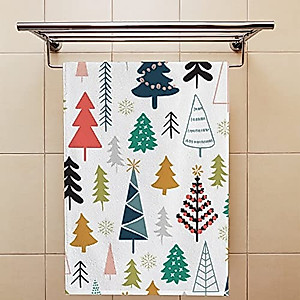 Vantaso Bath Hand Towels Set of 2 Christmas Tree New Year Soft and Absorbent Kitchen Hand Towel for Bathroom Hotel Gym Spa