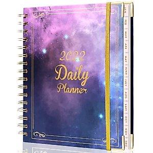 2022-2023 Hardcover Daily Planner Yearly Monthly Agenda Planner Strong Twin-Wire Binding Weekly Organizer for College Students Women Men to Do List Cute Organizer Planner, Purple Small