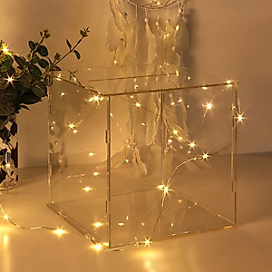 Clear Acrylic Wedding Card Box Large DIY Card Boxes with 4 "Card" Text Stickers Gift Card Box Money Box Holder for Wedding Reception Anniversary Birthday Party Baby Shower Graduation Decorations