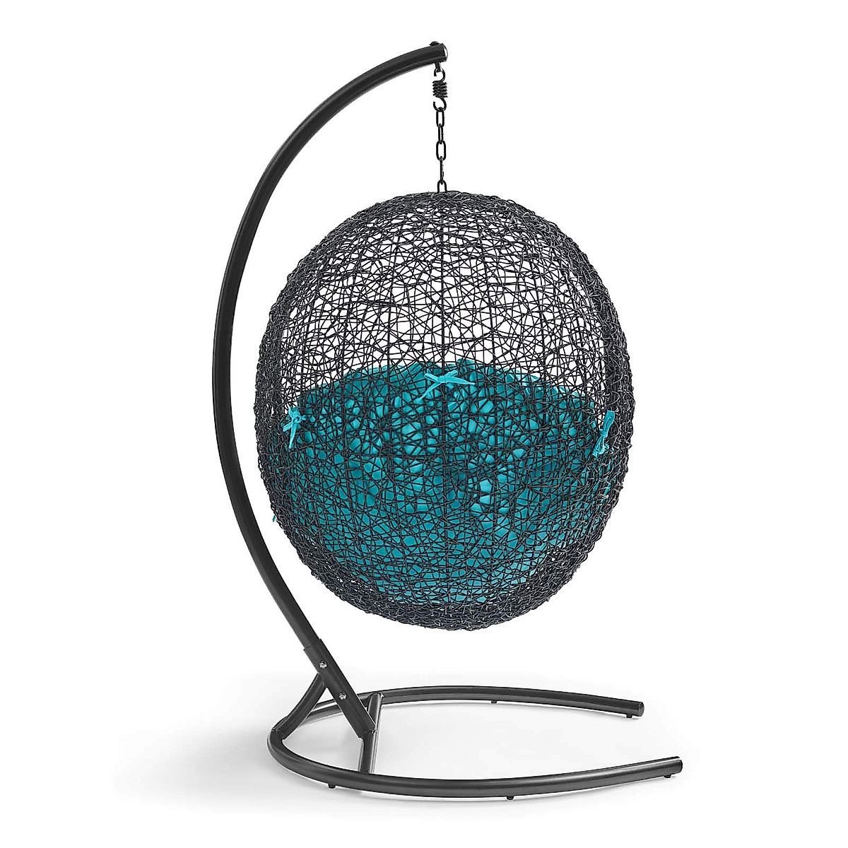 Modway EEI-739-TRQ-SET Encase Wicker Rattan Outdoor Patio Porch Lounge Egg, Swing Chair with Stand, Turquoise