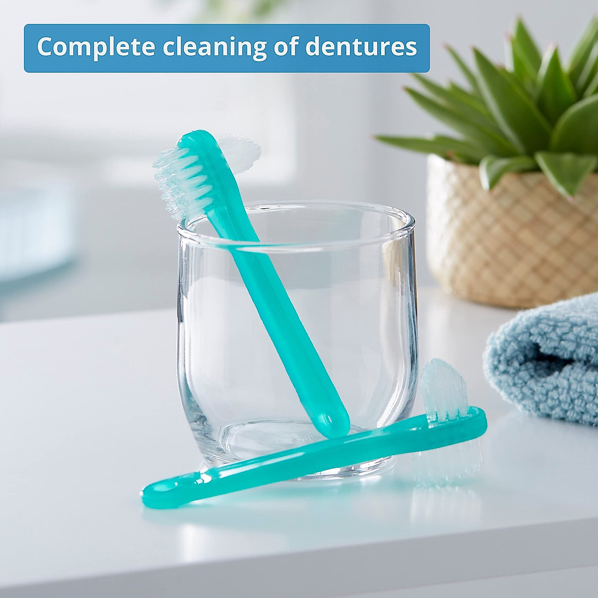 McKesson Denture Brushes 2-Sided Bristle, Green, 144 Count