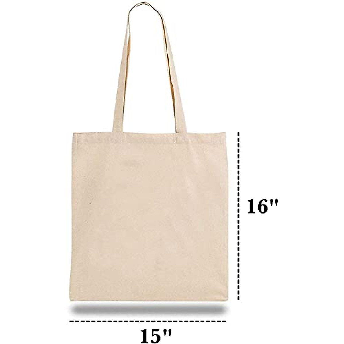 Georgiabags 3 Pack Reusable Canvas Tote Bags, Everyday Grocery Shopping Totes, Natural Color Cotton Bags