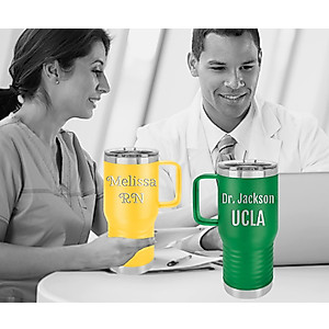 Polar Camel Personalized Tumblers with Slide Lid and Straw, Name Engraved Customized Cups, Stainless Steel Vacuum Insulated Travel Coffee Mugs - Women, Men Birthday Gift (Yellow, 20 oz)