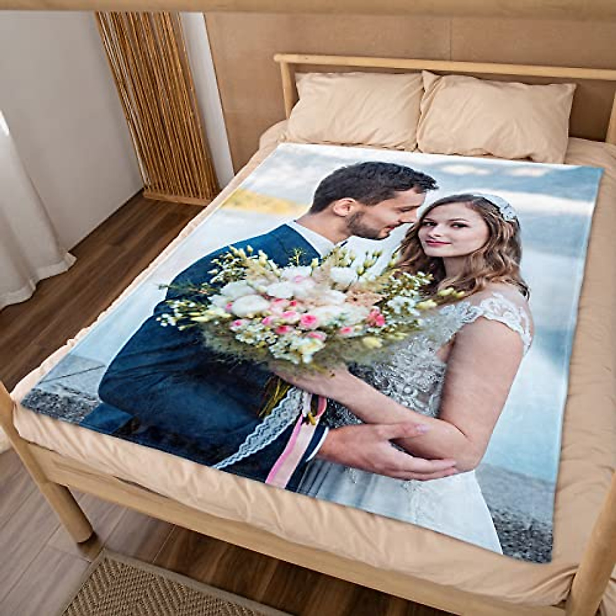 AMZLAL Custom Blankets with Photos, Personalized Blanket with Picture Name for Wife Husband Boyfriend Girlfriend-Anniversay Christmas Birthday Wedding Gifts (1 Photo, 40"×30")