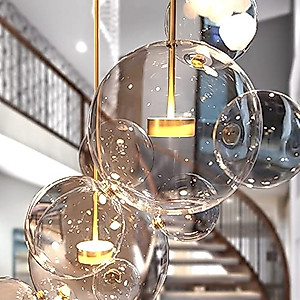 EDISLIVE Modern Artistic Chandeliers Bubble 1-Light 6-Clear Globe Glass Sputnik Pendant Light for Dining Room White
