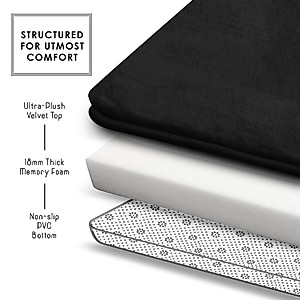 Clara Clark 3 Piece Bathroom Rugs Bath Mat Set, Velvet Memory Foam Bath Mats for Bathroom - Non-Slip, PVC Backing Bath Rugs, Washable Bathroom Rug Mats - Dries Quickly, Black Bathroom Rug Set