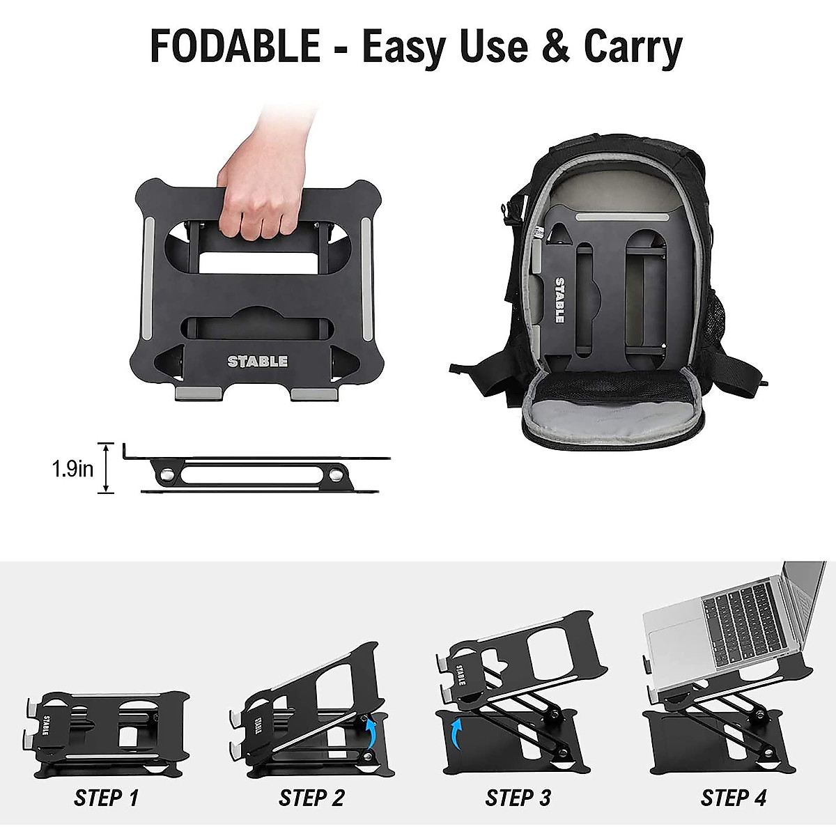 Targeal Adjustable Laptop Stand,Portable Desk Laptop Computer Stand Riser&Multi-Angle Stand with Heat-Vent to Elevate Laptop Holder for Mac,Notebook,Lenovo More10-17 Laptop (Silver)