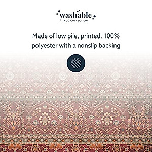 Linon Home Decor Products The Anywhere Washable Rug Yarit Garnet & Ivory 3' X 5' Accent Rug