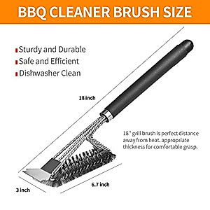 JUEMINGZI Grill Brush Bristle Free & Scraper - Ideal BBQ Cleaner Accessories -100% Rust Resistant Stainless Steel Barbecue Cleaner -Ideal for Gas,Charcoal, All Grilling Grates | Accessories Gift
