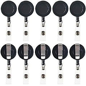 JANYUN 35 Pcs Black Retractable Badge Reels Holders Reels Clip for ID Badge Holders for School Office Supplies