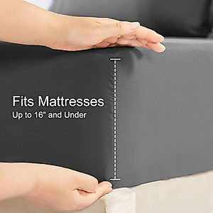 YIYEA Fitted Sheet Full - 100% Brushed Microfiber 1800 Thread Count Egyptian Quality Full Size Fitted Sheet Only - Ultra Soft - 16" Deep Pocket - Shrinkage & Fade Resistant (Full, Grey)