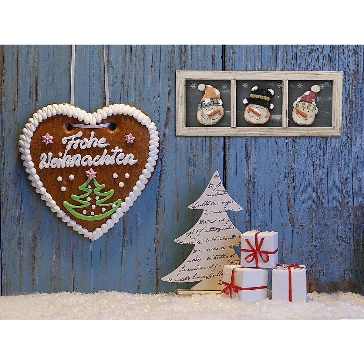 Attraction Design Wood Snowman Wall Decor Hanging Christmas Sign, Rustic Christmas Snowman Decoration Wall Art Wooden Snowman Sign Holiday Decorative Sign Hanging Xmas Décor 16.8X6.6in