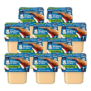 Gerber Mealtime for Baby 2nd Foods PowerBlend Baby Food Tubs, Apple Chicken, Unsweetened with No Added Colors or Flavors, 2 - 4 oz Tubs/Pack (Pack of 10)