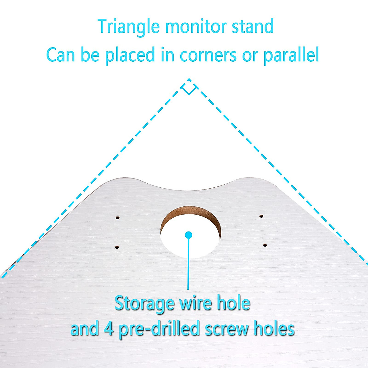 Triangle Wood Monitor Stand Riser - White Multi-Purpose Desktop Storage for Computer, Laptop, Printer