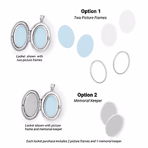 AzureBella Jewelry Oval Keepsake Locket Photo and Memory Keeper Sterling Silver and Diamond Accent