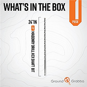 GroundGrabba Steel Masonry Drill Bit (24 Inch Hex Speed Shank)