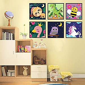 CEUHROG 6 Pack DIY Paint by Numbers for Kids - Paint by Number for Children Beginner Easy Acrylic Watercolor Number Painting Canvas Arts for Kids, Oil Paintin