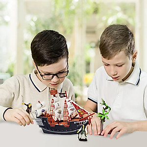 ArtCreativity 10 Inch Pirate Boat, Detailed Pirate Ship Toy Playset with 2 Pirate Action Figures & Tree, Fun Pirate Party Favor and Prize, Best Gift for Boys & Girls Ages 3+