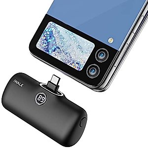 iWALK LinkPod Portable Charger, PD USB C Power Bank [2023 Upgrade] Small Fast Charging Docking Battery with LED Display Compatible with Samsung S23,S22,S20,S10,Note 20/10,LG,Android Phones, Black