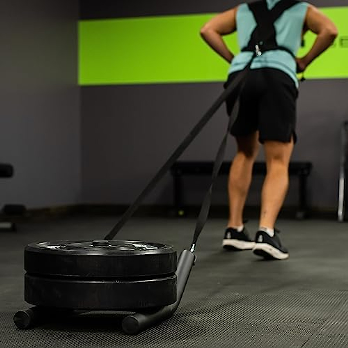Rage Fitness R2 Weight Training Pull Sled with Harness. 90 LBS Capacity & 6.5 Feet Strap. Power Speed Sled Ideal for Endurance and Weight Training. Compatible with Bumper Plates(Black)