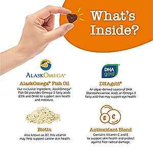 Zesty Paws Omega 3 Alaskan Fish Oil Chew Treats for Dogs - with AlaskOmega for EPA & DHA Fatty Acids - Hip & Joint Support + Skin & Coat Chicken Flavor (90 Soft Chews)