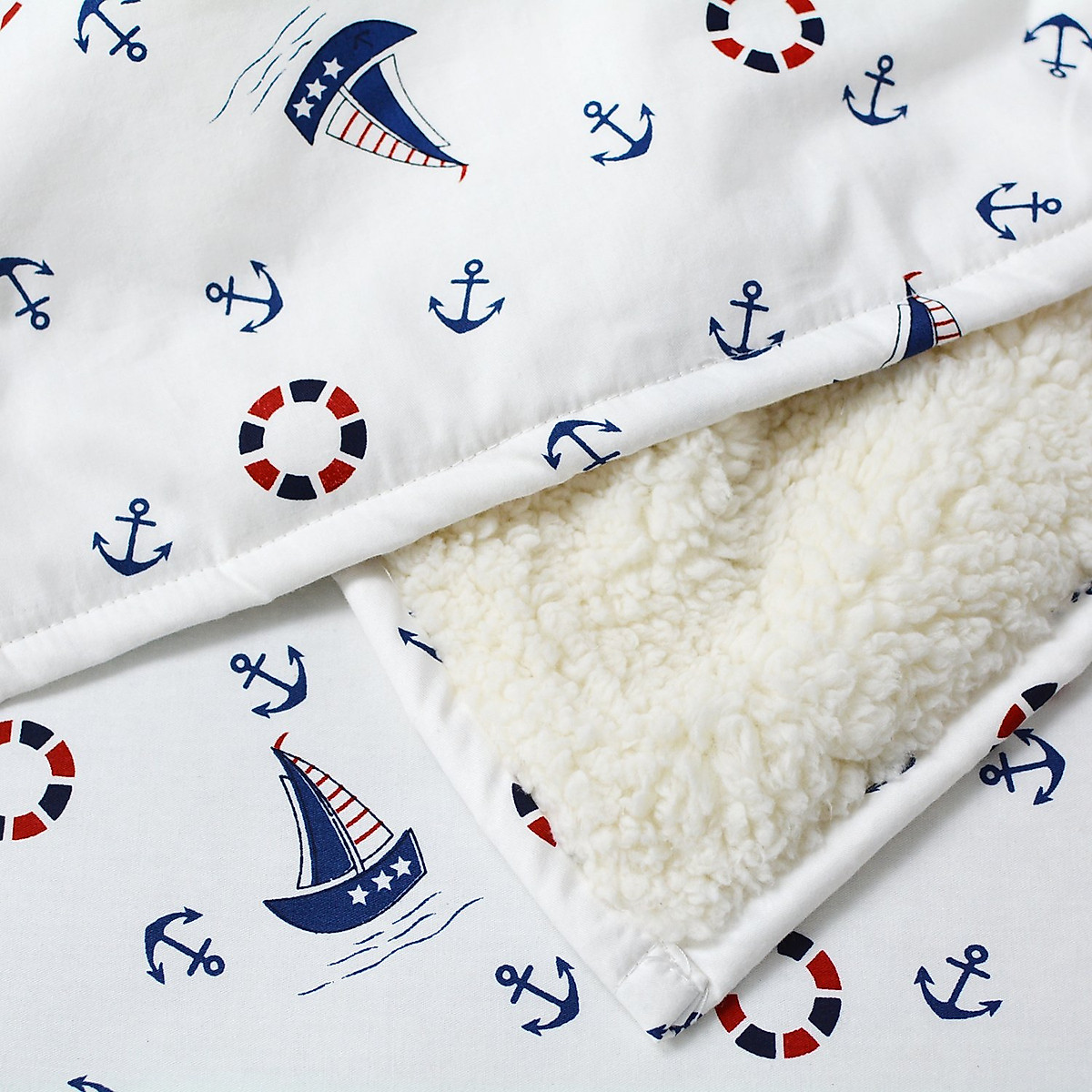 Brandream Baby Crib Bedding Set for Boys Coastal Ocean Anchor Nautical Boys Nursery Bedding Set with 2 Packs Crib Sheets, White & Navy Blue, 4 Pieces Sail Away Theme