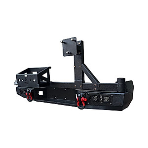 LUYWTE New Black Texture Steel Rear Bumper With Spare Tire Carrier&Sensor holes&D-Rings For 2005-2015 Tacoma