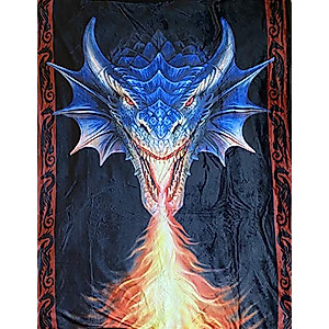Anne Stokes Signature Silk Touch Sherpa Lined Throw Blanket (Fire Breather)