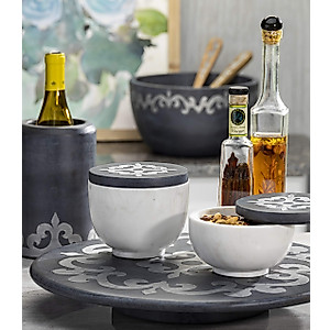 Gray-washed metal-inlay lazy susan