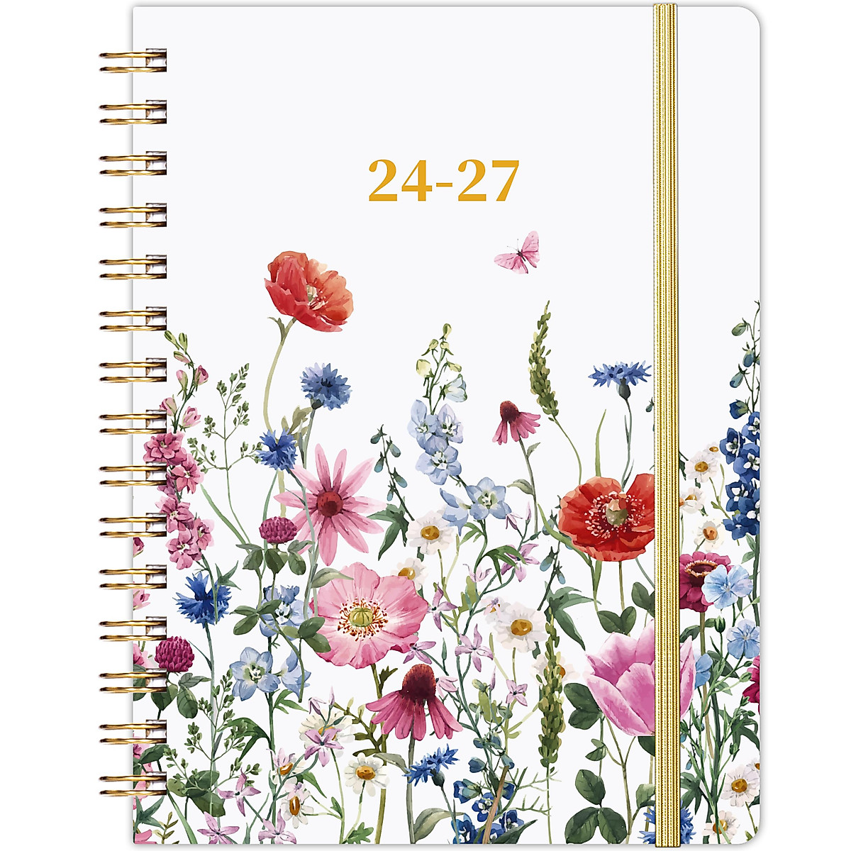 2024-2027 Monthly Planner - 3 Year Monthly Planner/Calendar 2024-2027, Jul. 2024 - Jun. 2027, 2024-2027 Monthly Planner, 6.3" x 8.4", 36 Monthly Calendar with Tabs + Back Pocket - Flowers