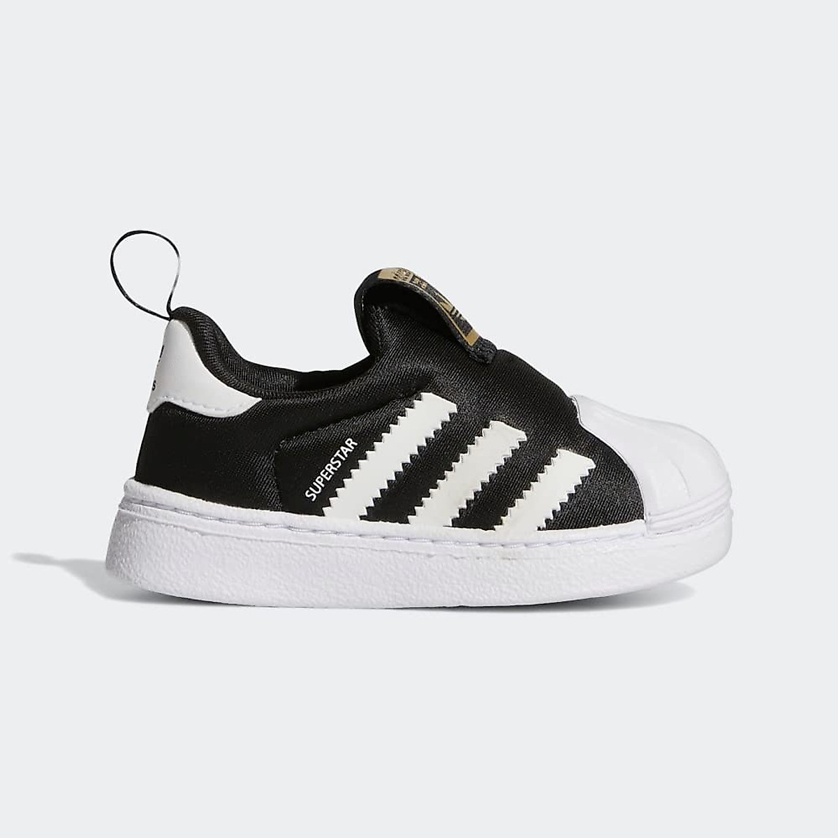 adidas Originals Superstar 360 Sneaker, Core Black/White/Gold Metallic, 1 US Unisex Little Kid