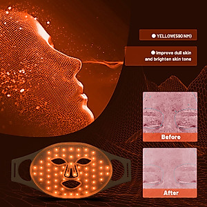 Meifuly Light Therapy Face Mask, Red Blue Yellow L ED Face Mask, Reduce Fine Lines and Wrinkles, Advanced Bendable and Portable Design