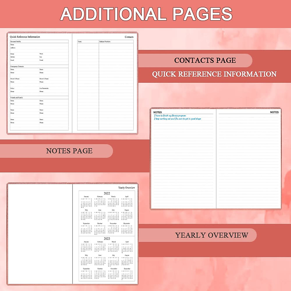 Hardcover Undated Planner for Any Year - Weekly & Monthly Planner & Journal to Track Goals, Perfect to Organize Your Daily Life, 5.85" x 8.25", Rose