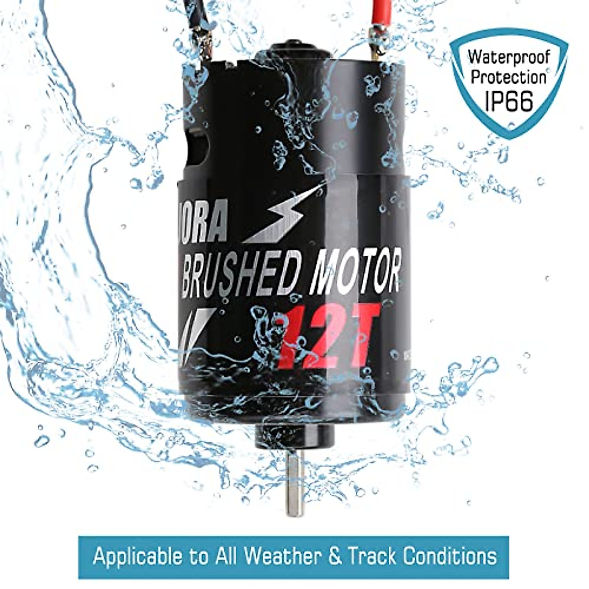 INJORA RC Motor 550 Brushed Waterproof Motor for 1/10 Short-Course Truck Slash VKAR 10SC HPI HoBao HuanQi 727(12T)