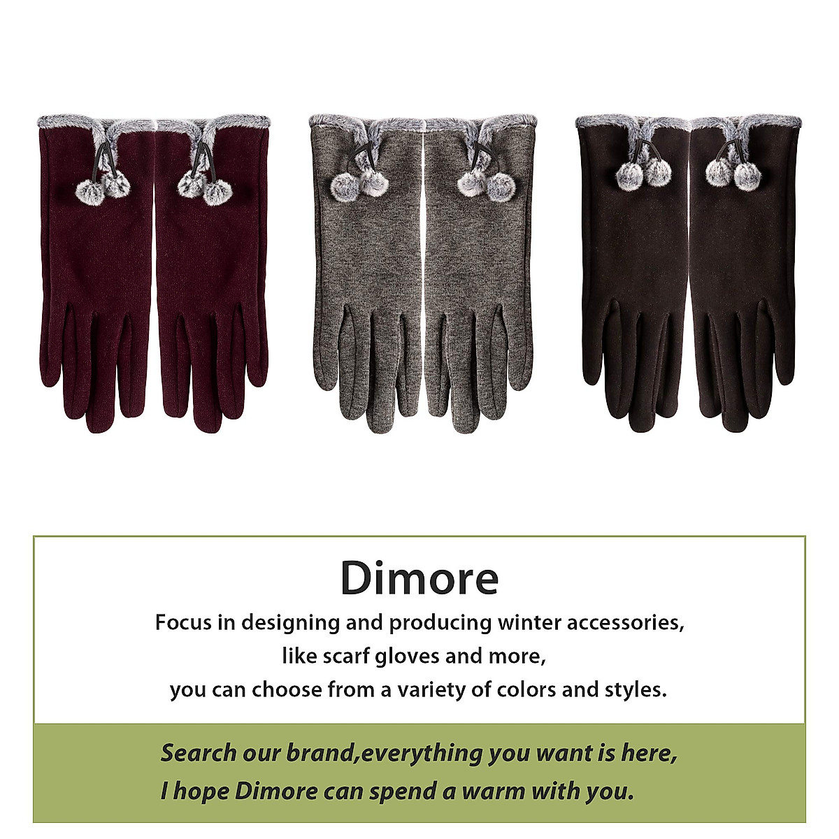 OTIOTI 3 Pairs Womens Gloves Winter Touch Screen Texting Gloves for Women Fleece Lined Thick Warm Gloves (B-3pair-2)