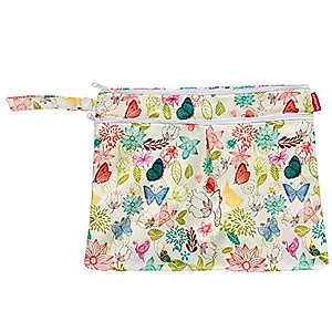 Damero 2pcs Travel Wet and Dry Bag, Reusable Wet Bags Organizer with Two Zippered Pocket for Cloth Diaper, Pumping Parts, Swimsuit and Gym, Jungle