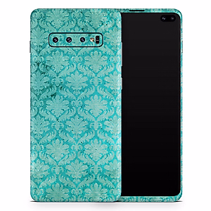 DesignSkinz Deep Teal Luxury Pattern Protective Vinyl Decal Wrap Skin Cover Compatible with The Samsung Galaxy S20 (Screen Trim & Back Glass Skin)